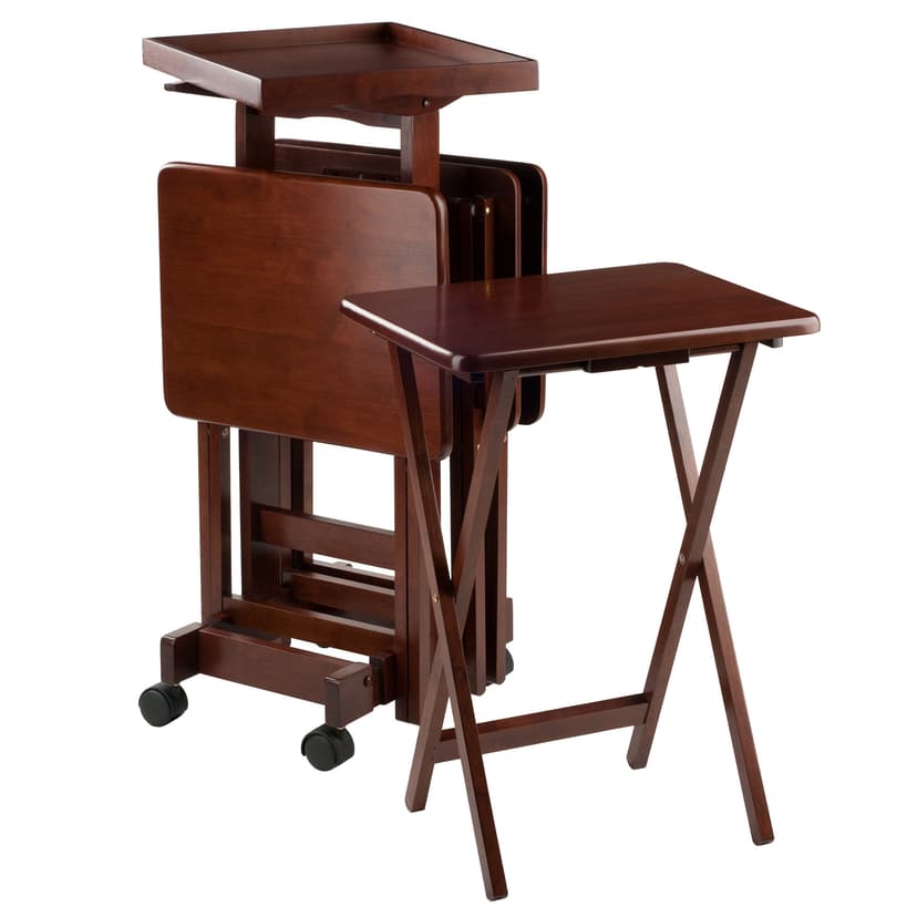 Isabelle Set of 4 Snack Tables with Mobile Stand and Removable Tray ...