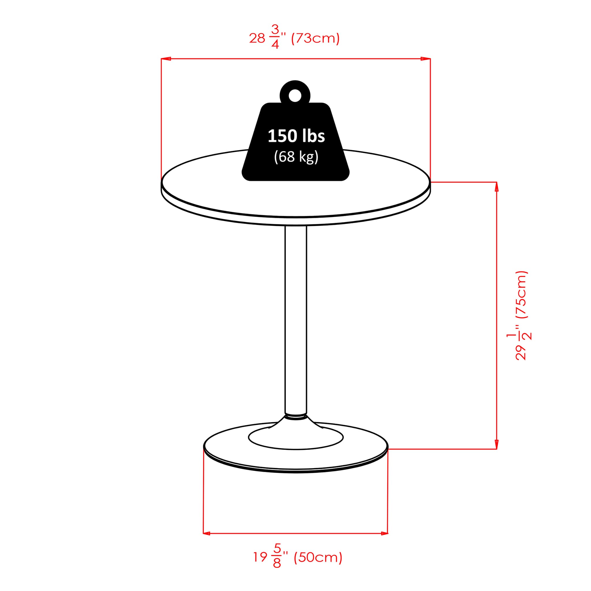 Spectrum 29" Round Dinning Table, Black and Chrome - Winsome Wood