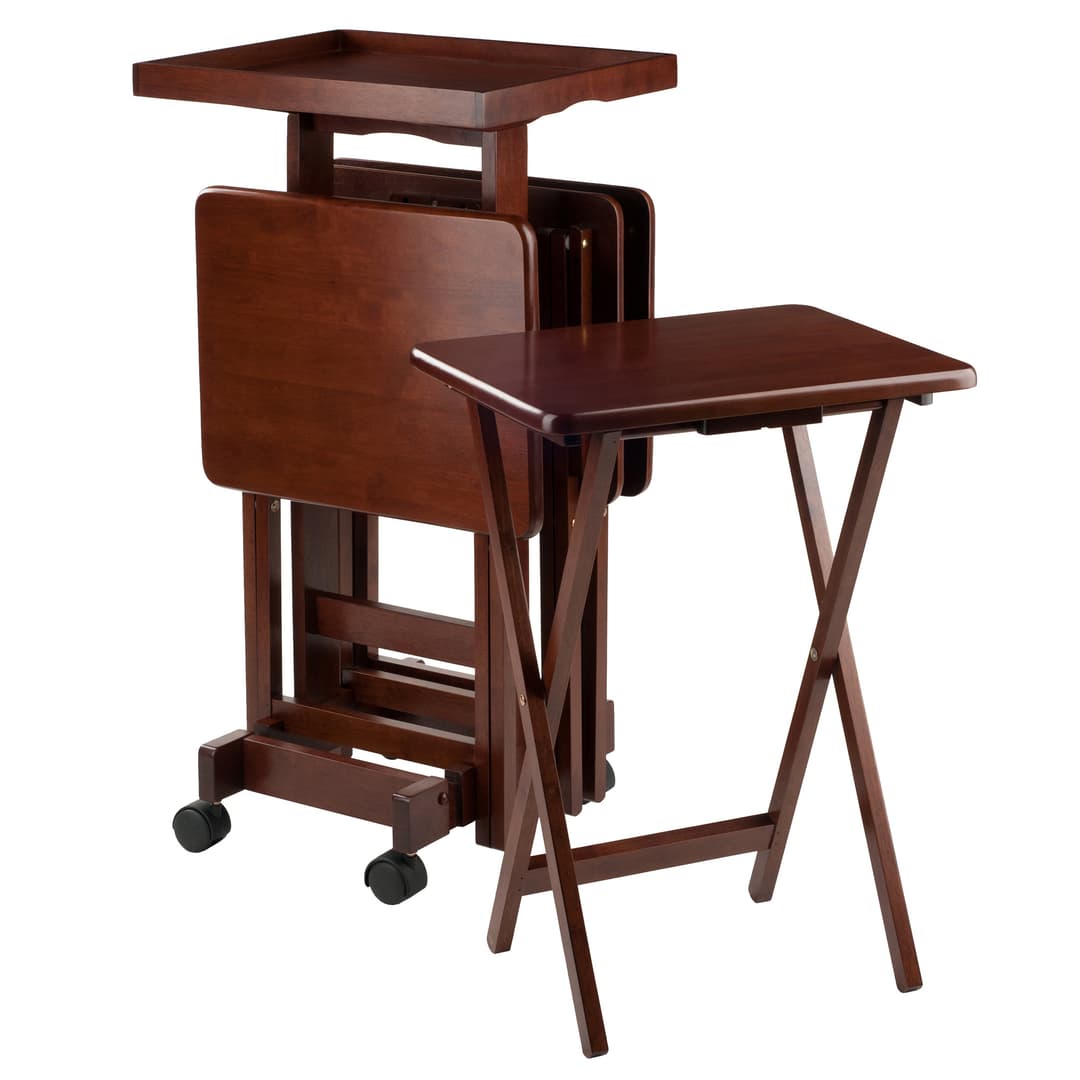 Isabelle Set of 4 Snack Tables with Mobile Stand and Removable Tray ...